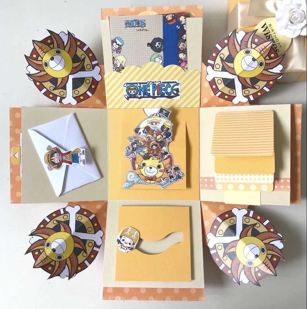 One piece surprise birthday box card interactive explosion box, Hobbies ...