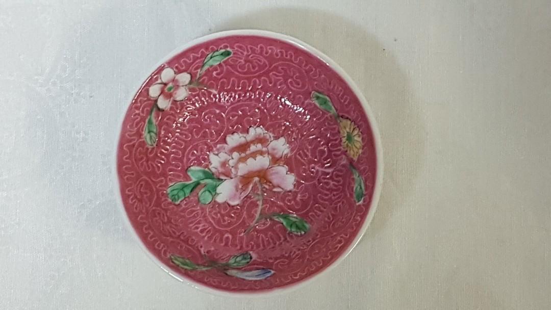 Vintage Porcelain Small Sauce Plate Pink Color, Furniture & Home Living ...