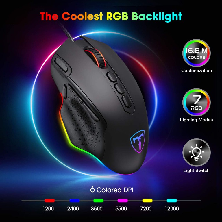 N018 PICTEK RGB Gaming Mouse [2020 Enhanced] Wired Gaming Mouse with ...
