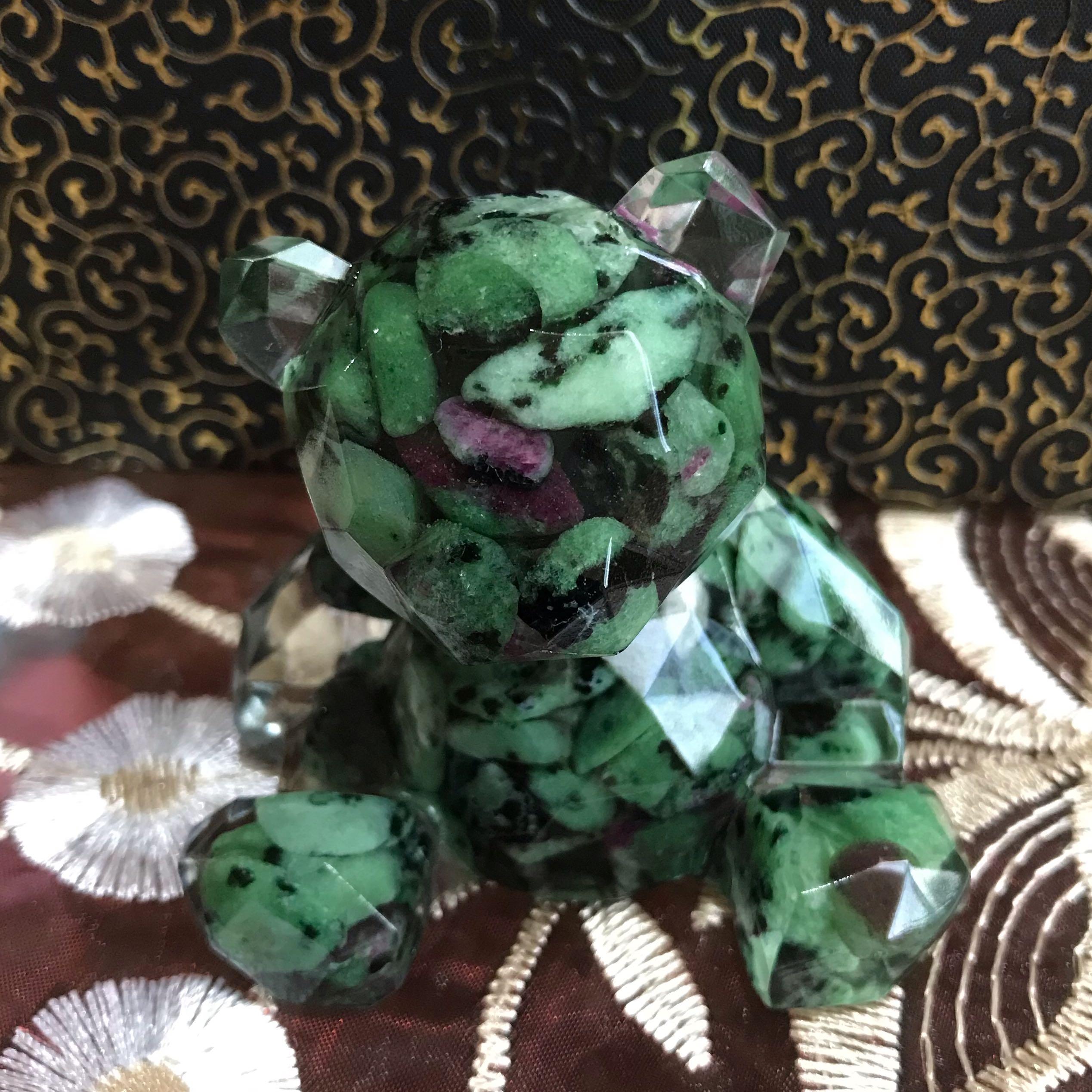 Ruby Zoisite Bear Gemstone, Everything Else on Carousell