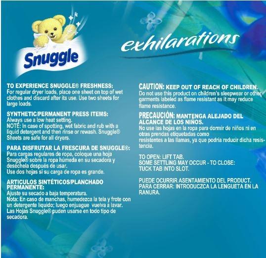 Snuggle 70-PC Blue Iris & Ocean Breeze Exhilarations Fabric Clothes Softener Dryer Sheets ...