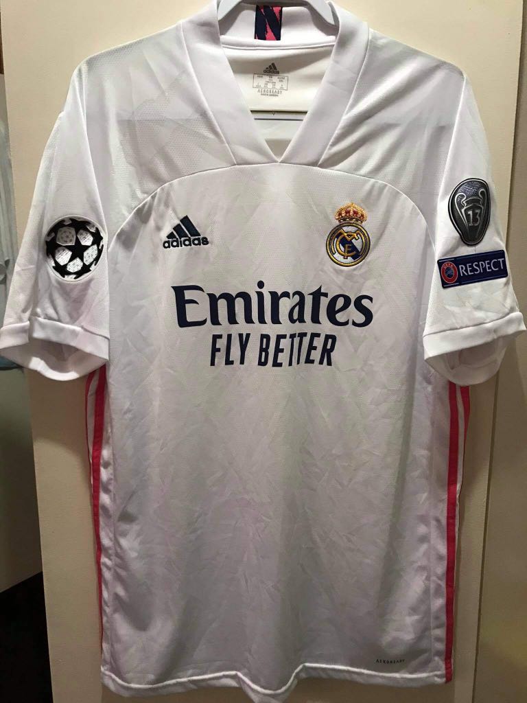 20/21 Real Madrid Home Kit Fan Version Replica wit UCL Patches, Men's ...