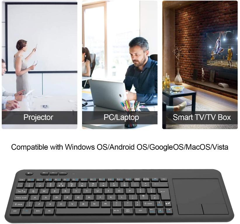 [BNIB] TedGem (KG3602) 2.4G Wireless Keyboard with Touchpad, Soft Touch Keyboard, Ergonomic PC ...