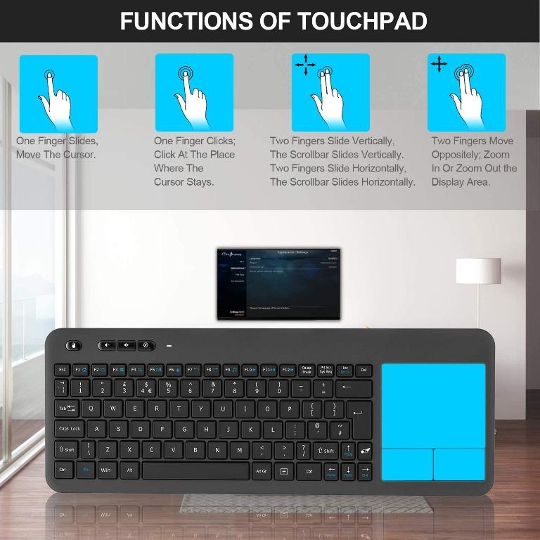 [BNIB] TedGem (KG3602) 2.4G Wireless Keyboard with Touchpad, Soft Touch Keyboard, Ergonomic PC ...