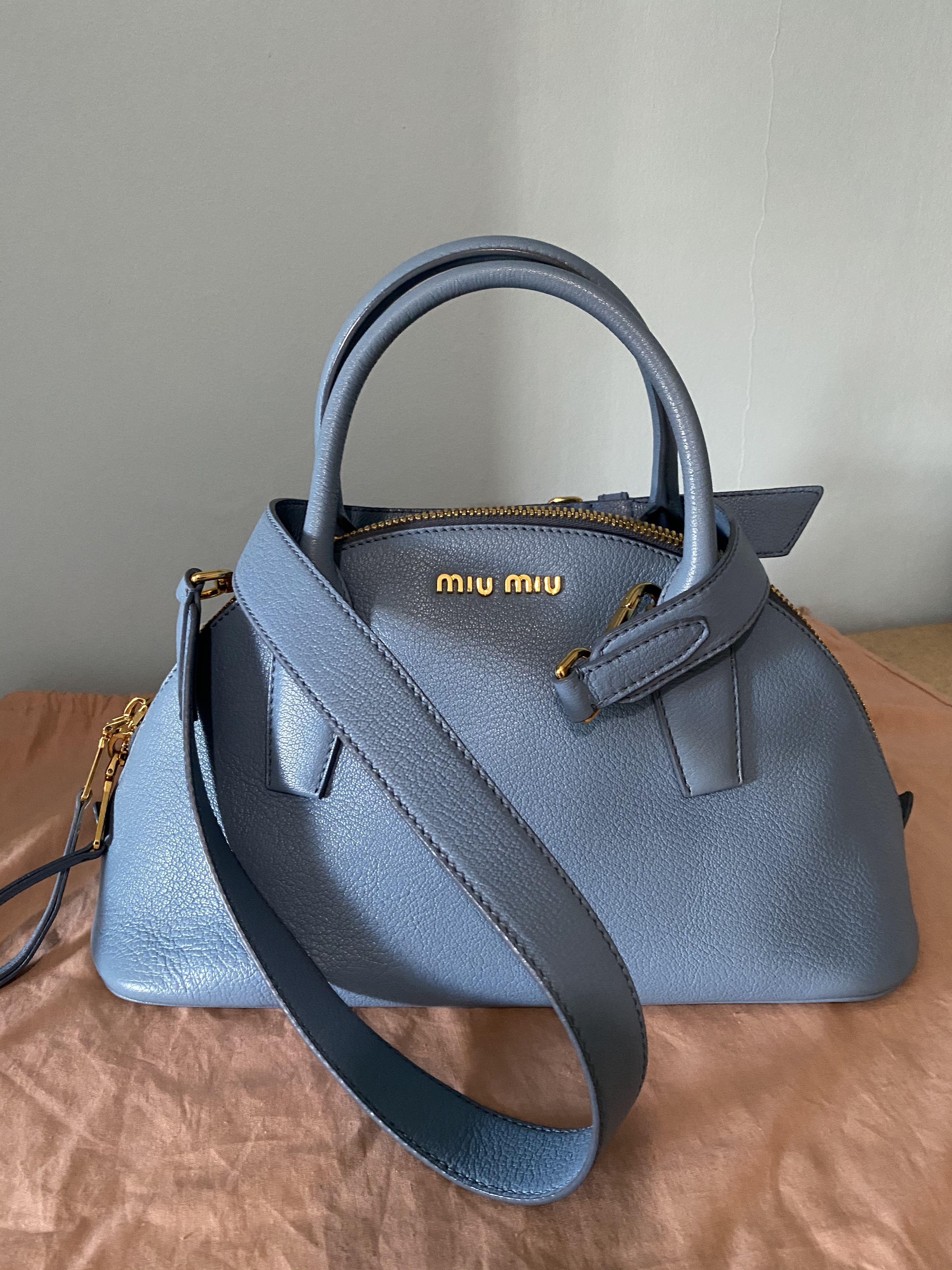Miu Miu Baby Blue Leather Dome Bag, Luxury, Bags & Wallets on Carousell