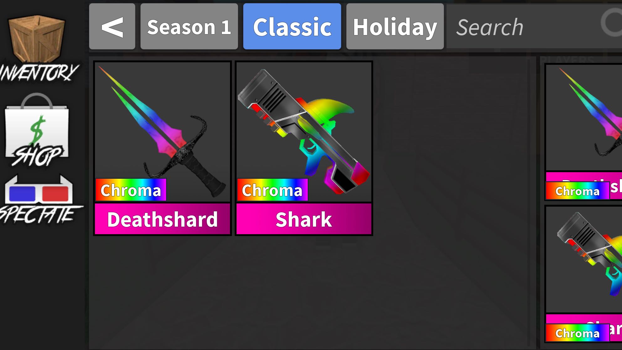 Roblox Mm2 chroma deathshard and shark, Video Gaming, Gaming ...