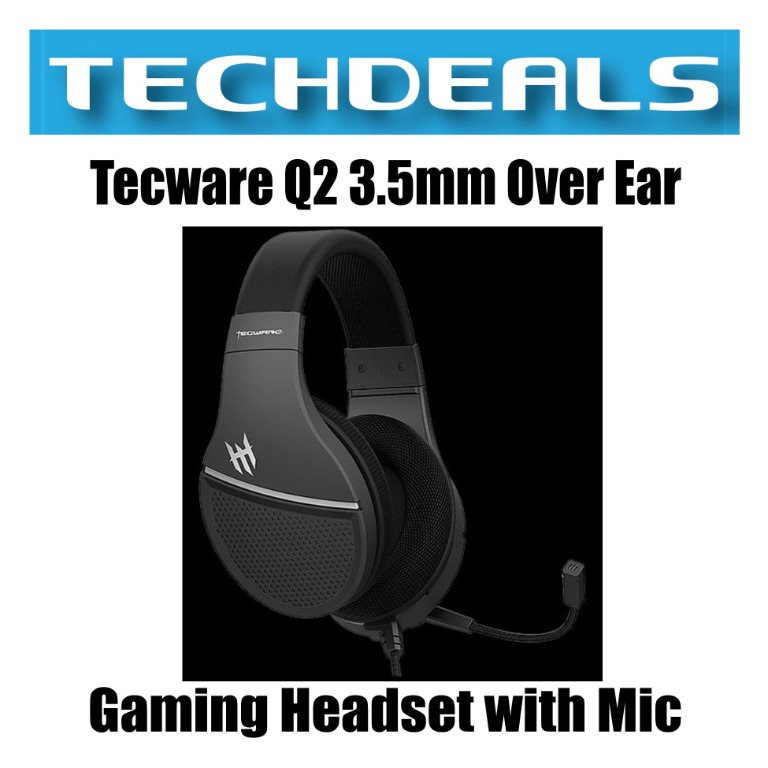Tecware Q2 3.5mm Over Ear Gaming Headset with Mic, Audio, Headphones ...