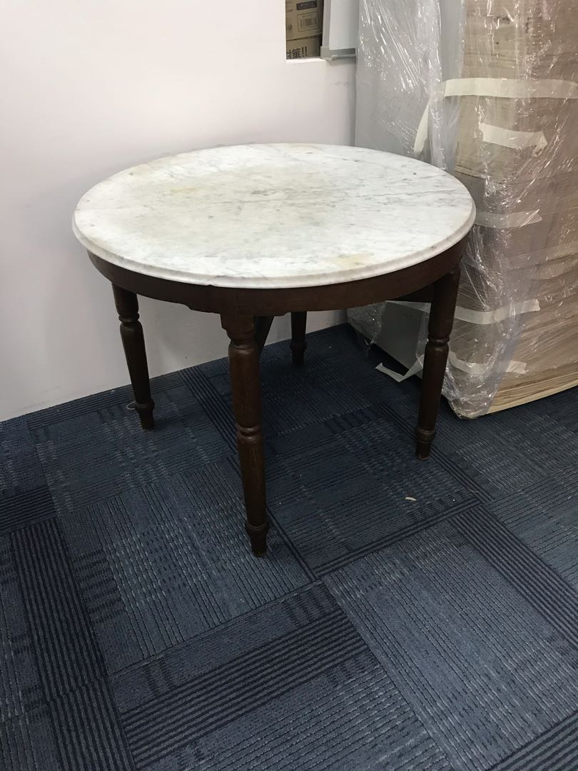 Vintage Kopitiam Marble Round Table, Furniture & Home Living, Furniture ...