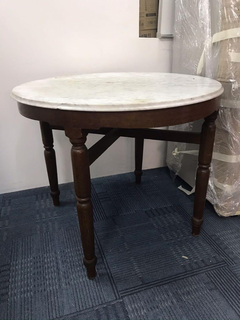 Vintage Kopitiam Marble Round Table, Furniture & Home Living, Furniture ...
