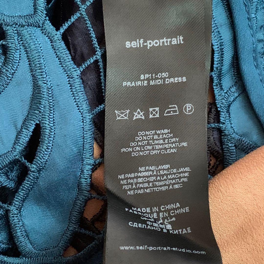 BN Self Portrait Blue lace Midi dress, Women's Fashion, Tops ...