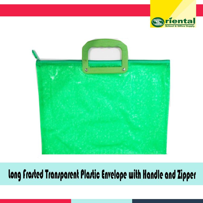 Long Frosted Transparent Plastic Envelope with Zipper and Handle ...