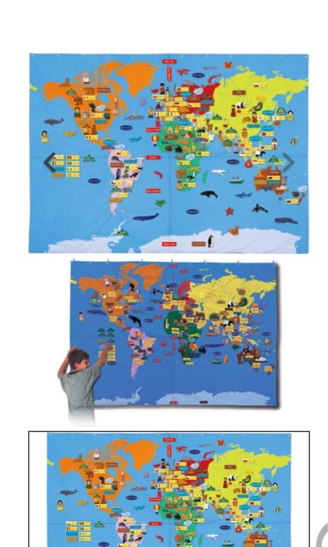 Giant world map - felt & Velcro, Hobbies & Toys, Toys & Games on Carousell