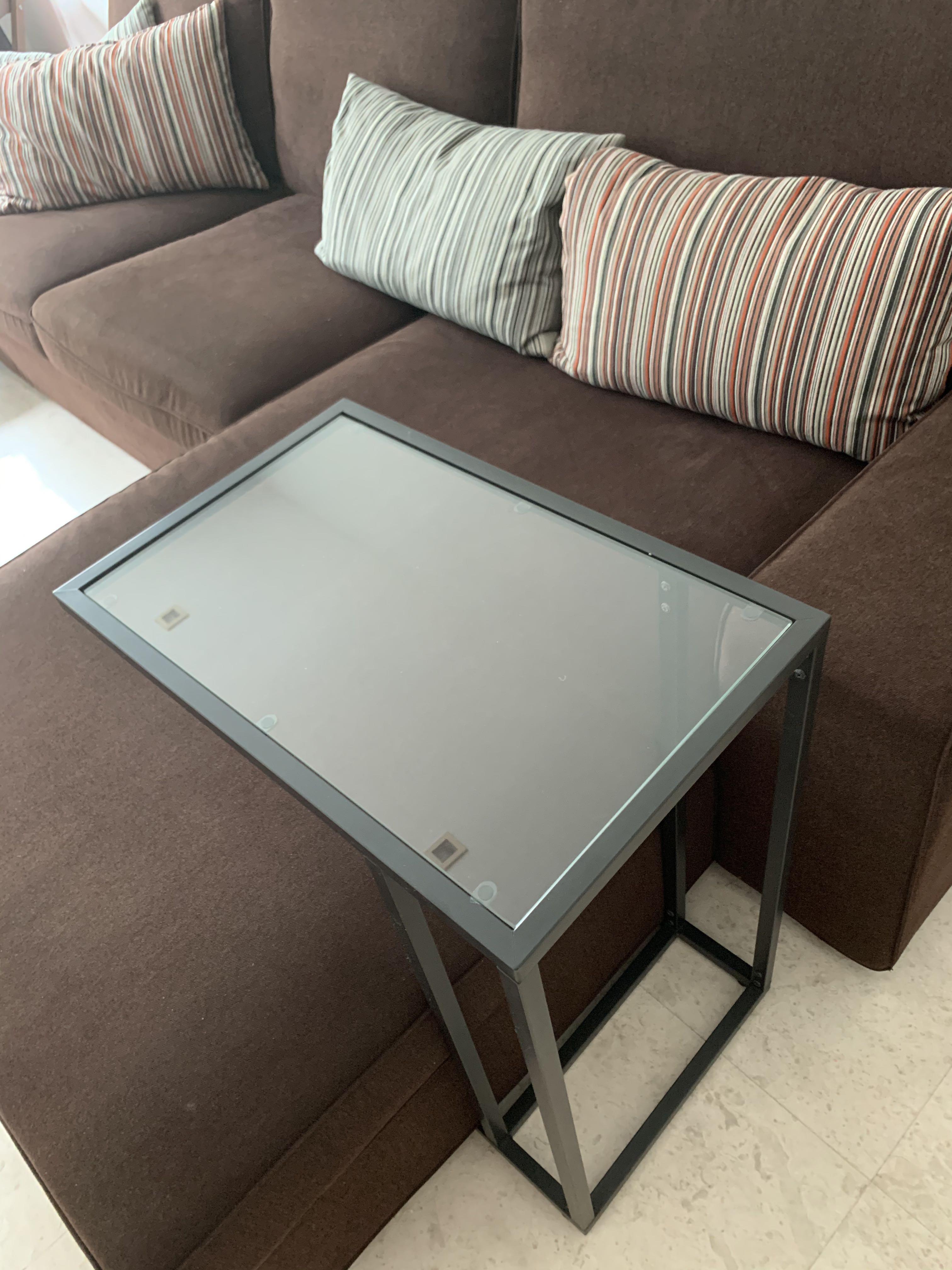 Laptop glass table, Furniture, Tables & Chairs on Carousell