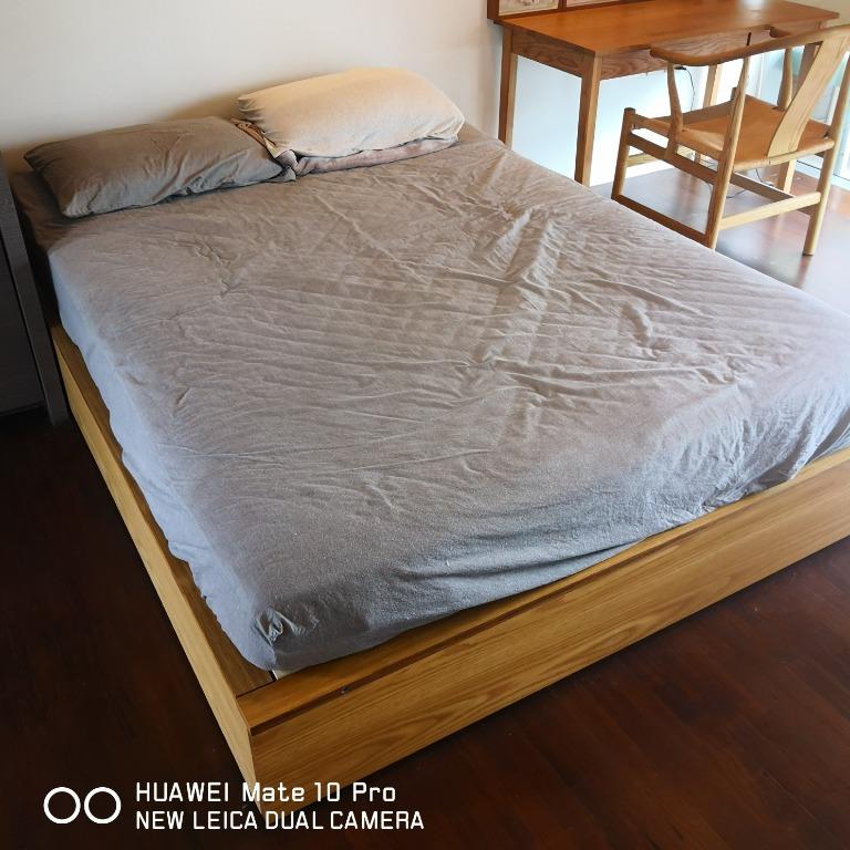 MUJI Double Bed with Storage (Good Condition), Furniture & Home Living ...
