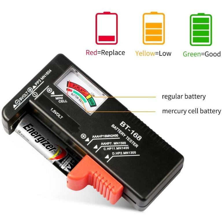 Universal Battery Tester for AA AAA C D 9V Button Cell Batteries Status ...