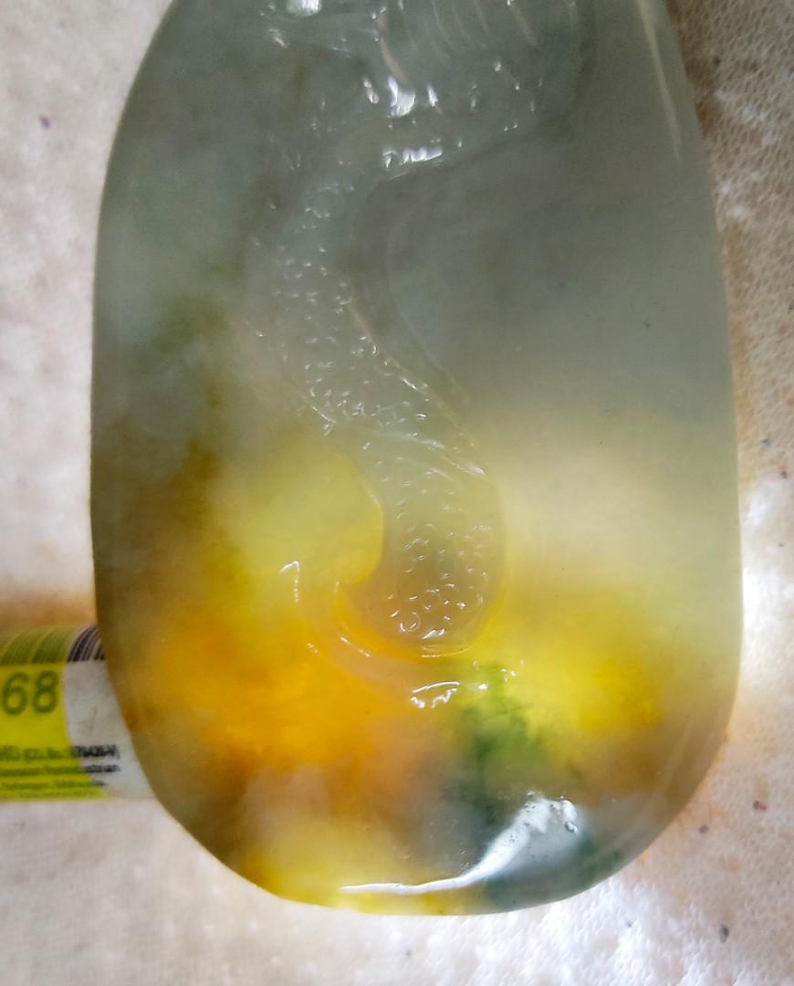 Antique Yellow & Green Jade Dragon Pendant, Furniture & Home Living ...