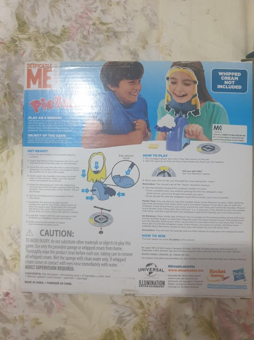 HASBRO Despicable Me Face Pie, Hobbies & Toys, Toys & Games on Carousell