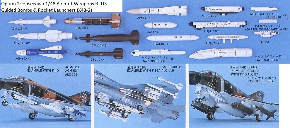 Hasegawa 1/48 Aircraft Weapons set - Option of Set A (X48-1) or D (X48 ...
