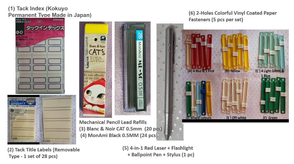 Tack Index/Lead Pencil/Laser Pen/Fasteners (1 set) , Hobbies & Toys ...