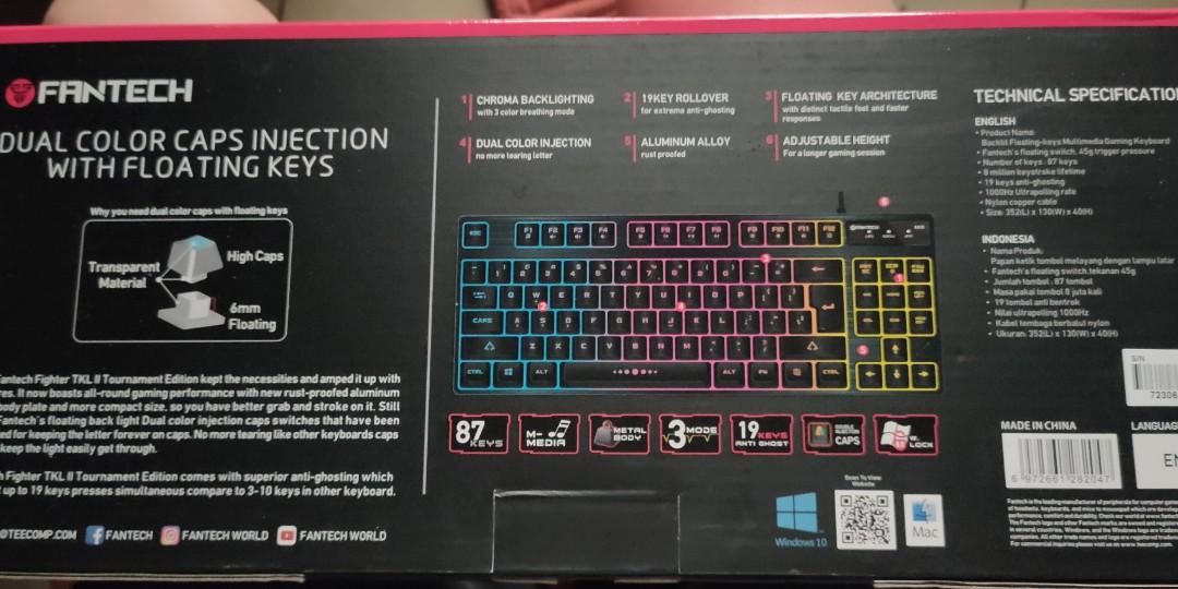 Fantech K613 Fighter II TKL Tournament Edition Gaming Keyboard, Computers & Tech, Parts ...