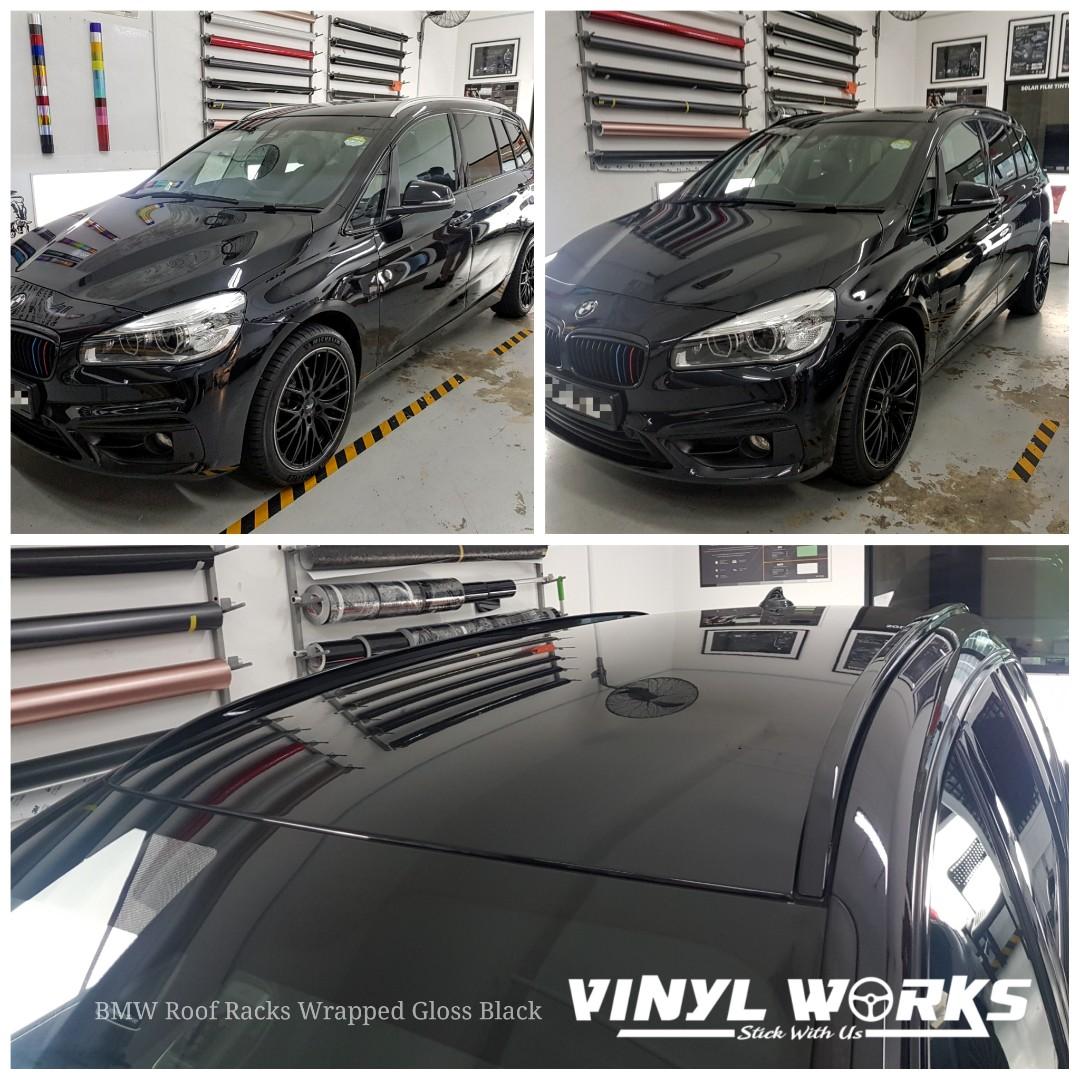 Gloss Black Roof Rack sticker wrap on BMW, Car Accessories, Accessories ...
