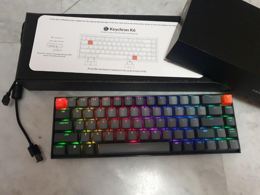 Keychron K6 [Plastic casing with RGB, Red linear switch], Computers ...