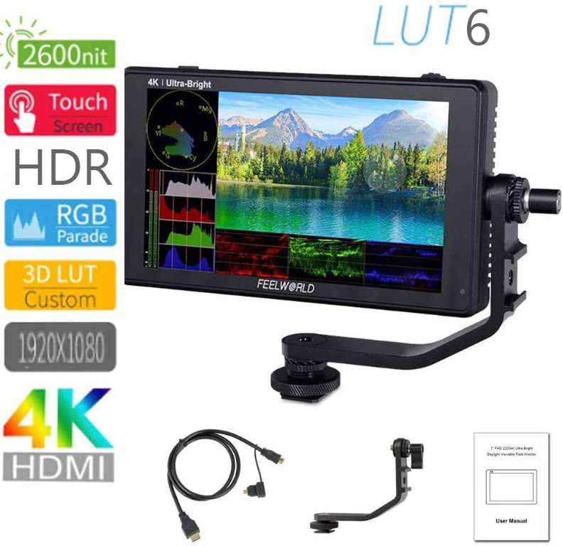 New FeelWorld Lut6 HDR / 3D LUT Ultra Bright Touchscreen 4K HDMI ...
