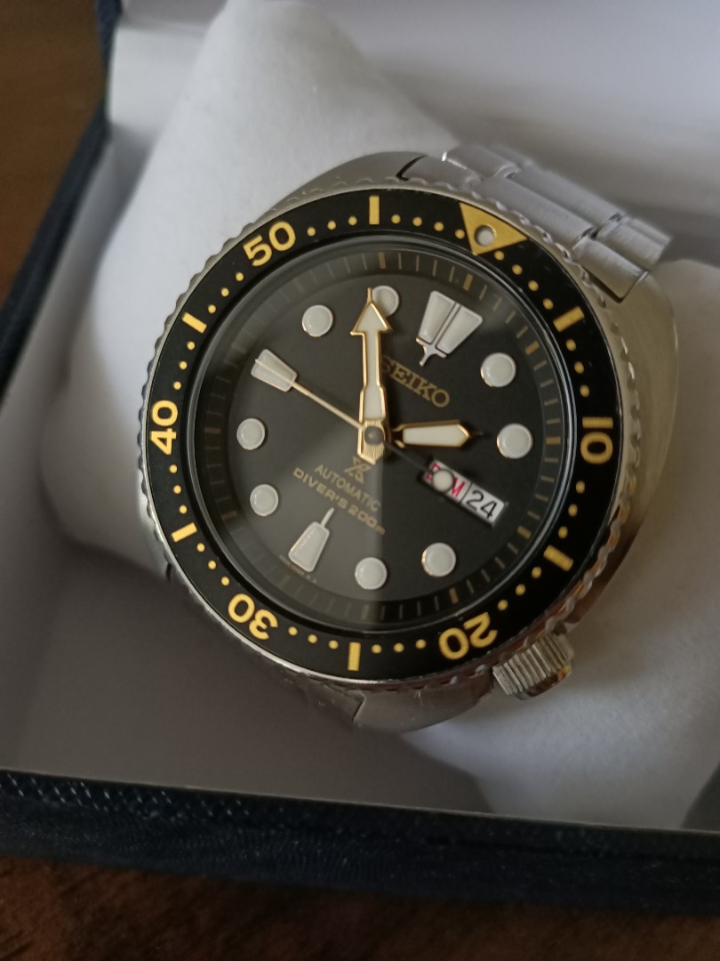 Seiko Prospex Turtle Gold & Black Men's Automatic 200m Stainless Steel ...