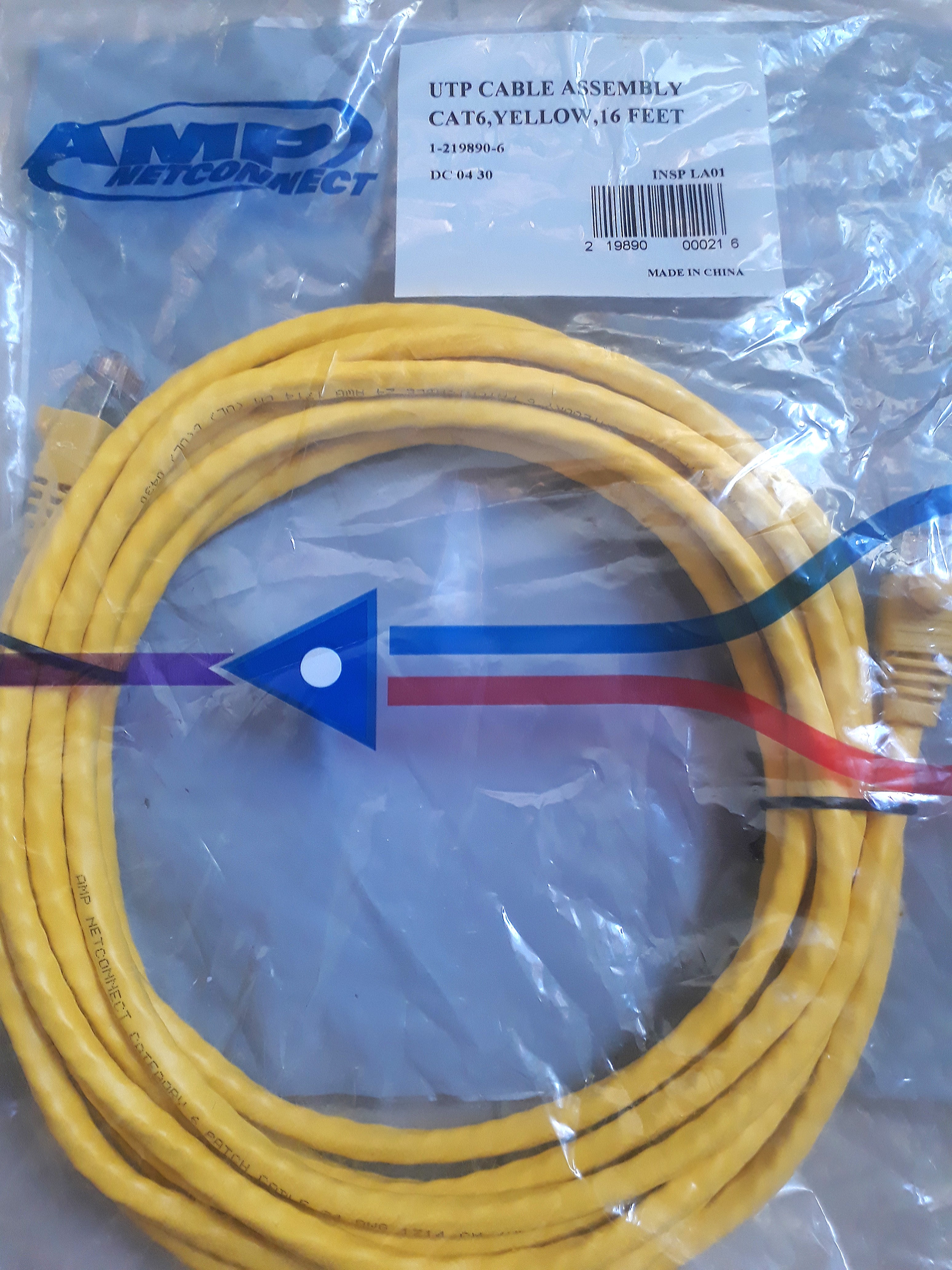 AMP Cat6 UTP Patch Cord Yellow 5m, Computers & Tech, Parts ...