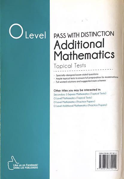 Pass with Distinction Additional Mathematics Assessment Book, Hobbies & Toys, Books & Magazines ...