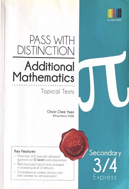 Pass with Distinction Additional Mathematics Assessment Book, Hobbies & Toys, Books & Magazines ...