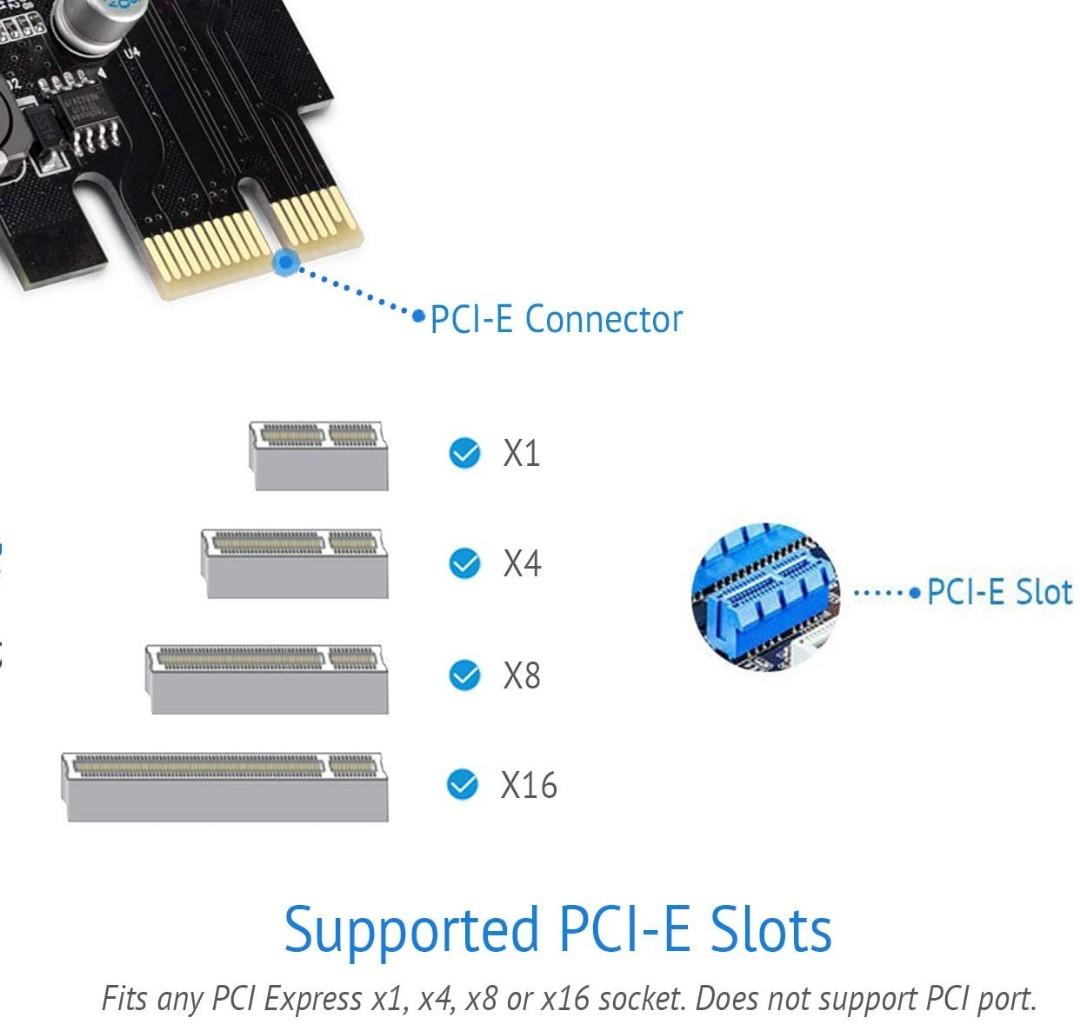 SUPAGEEK USB 3.0 PCI-E Expansion Card to 4 USB-A / 1 USB-C Port ...