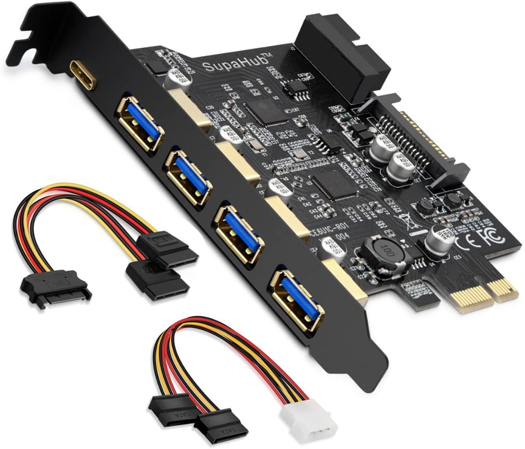 SUPAGEEK USB 3.0 PCI-E Expansion Card to 4 USB-A / 1 USB-C Port, Computers & Tech, Parts ...