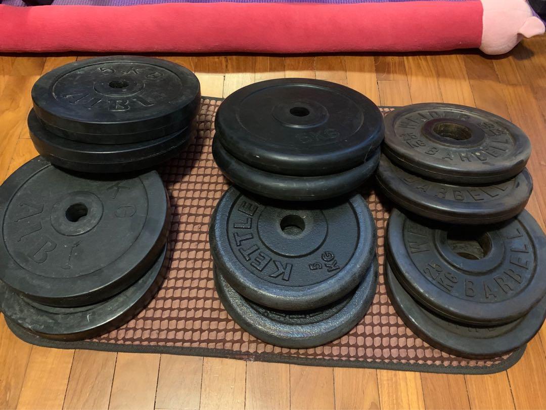 Weights Rubber Coated 50kg 12 plates, Sports Equipment, Exercise ...