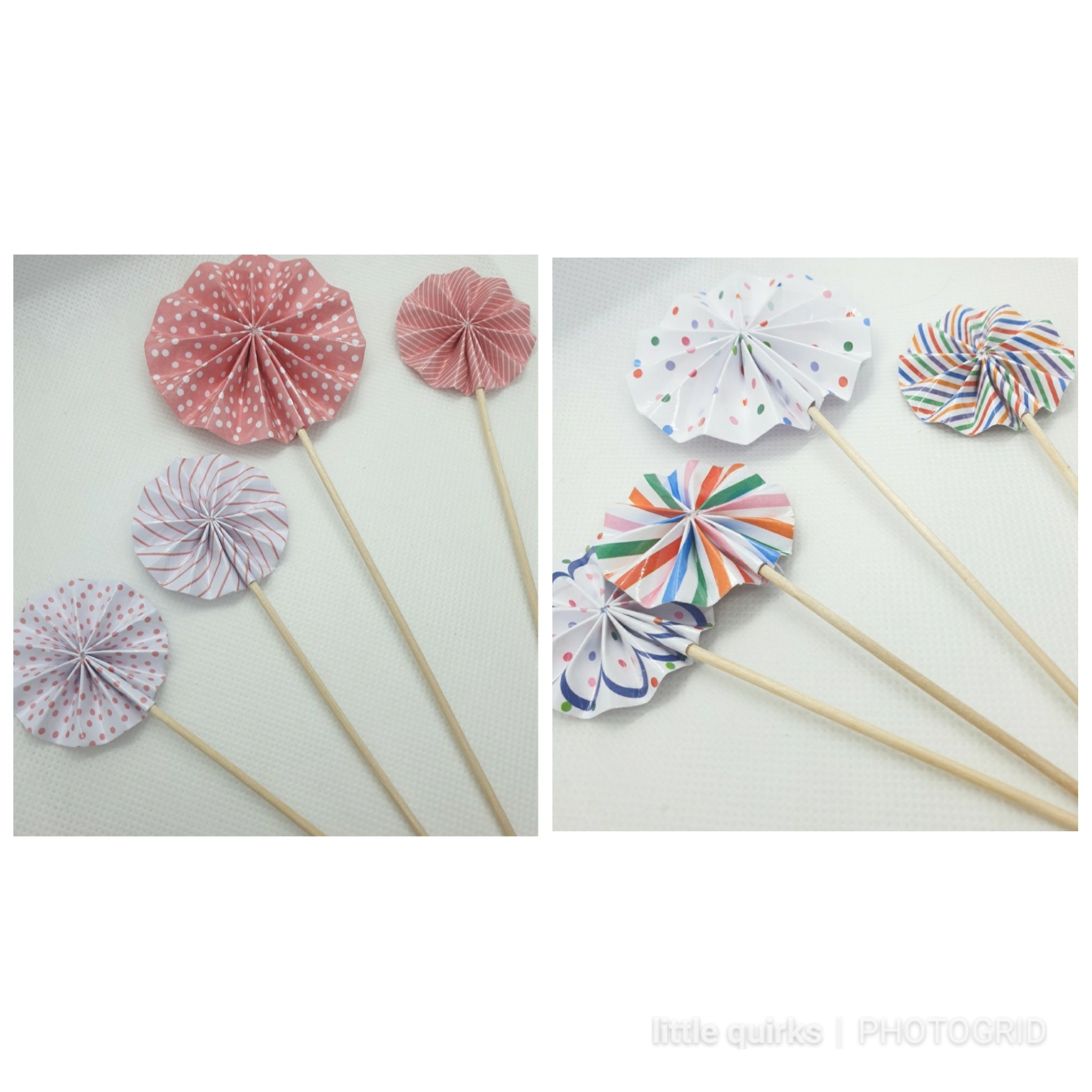 4 Pcs/pack Mini Paper Fan Cake Cupcake Toppers, Hobbies & Toys ...
