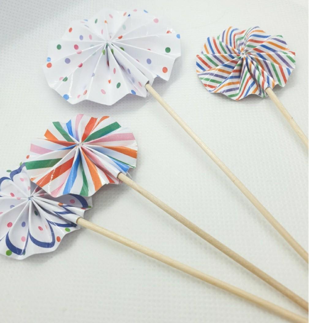 4 Pcs/pack Mini Paper Fan Cake Cupcake Toppers, Hobbies & Toys ...