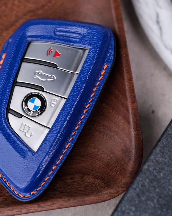 Custom Made BMW Car Key Fob In Blue French Chèvre Leather, Car ...