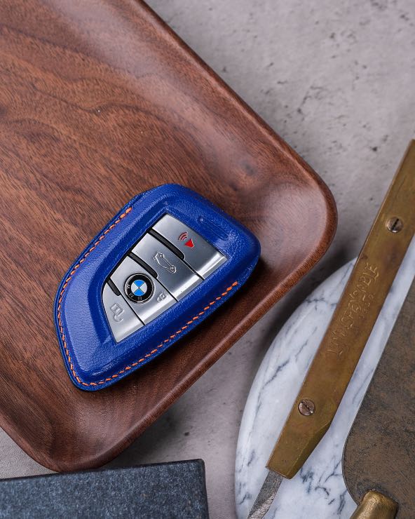 Custom Made BMW Car Key Fob In Blue French Chèvre Leather, Car ...