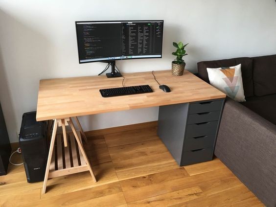 Mahogany table top and alex drawers, computer desk, Furniture & Home ...