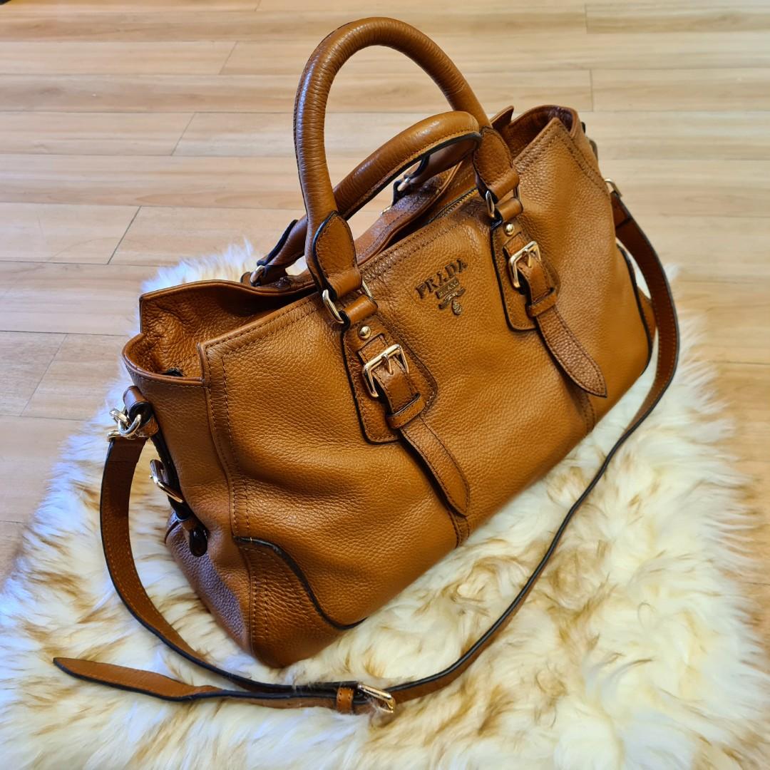 Prada Vintage Brown Leather Two Way Bag, Luxury, Bags & Wallets on ...