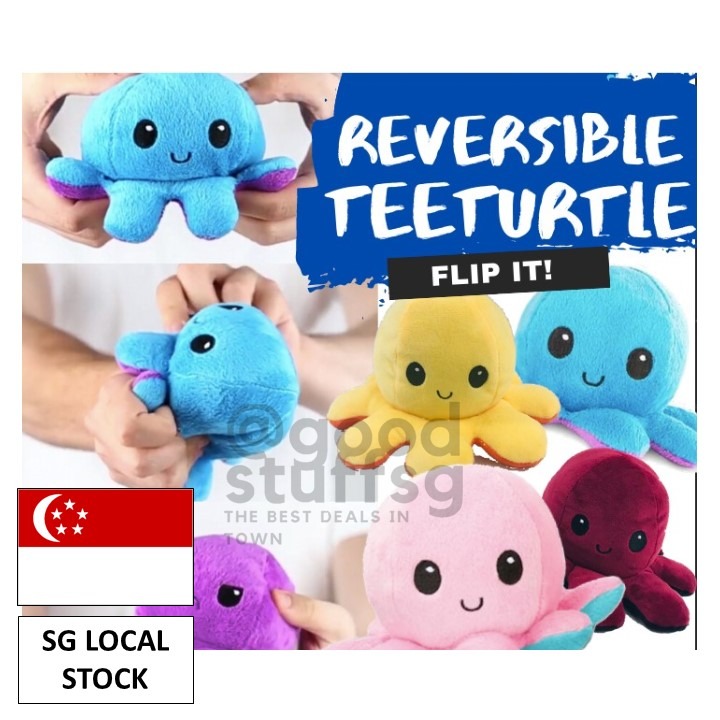 [SG STOCK] TeeTurtle Reversible Octopus Mini Plush, Hobbies & Toys ...