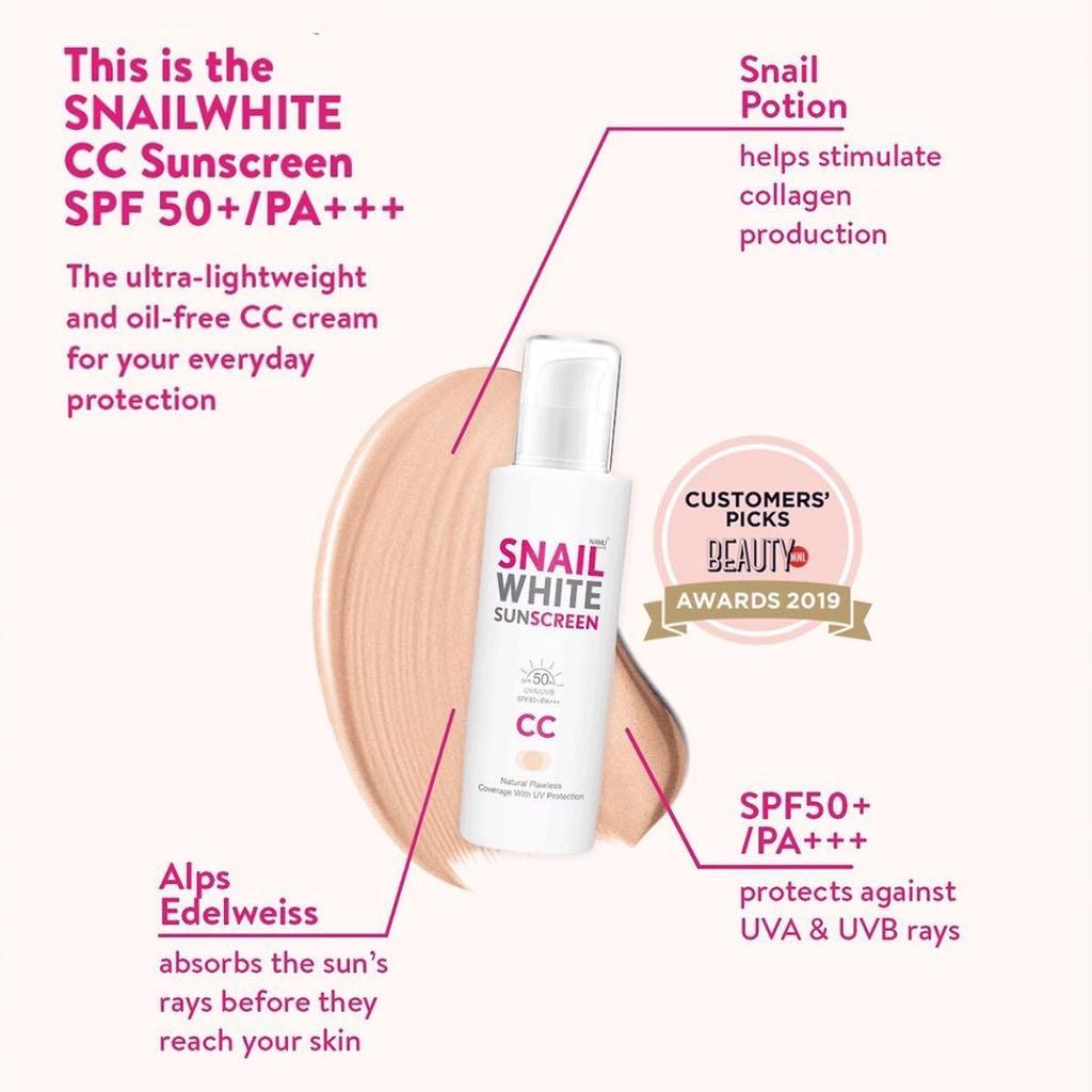 Namu Life Snail White Sunscreen CC Cream SPF50 50ml, Beauty & Personal ...