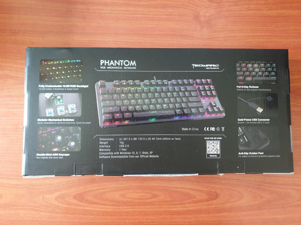Tecware Phantom 87 Key RGB mechanical keyboard with brown switch ...