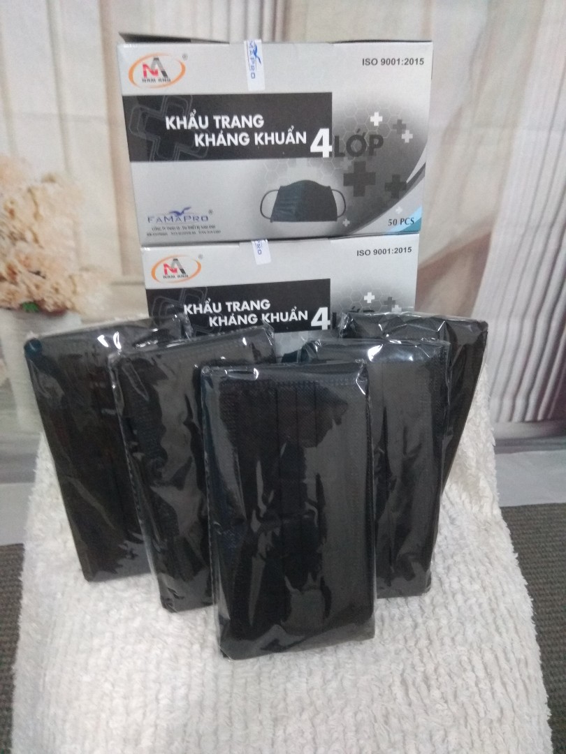 Famapro brand Vietnam 4-ply black surgical mask, Health & Nutrition ...