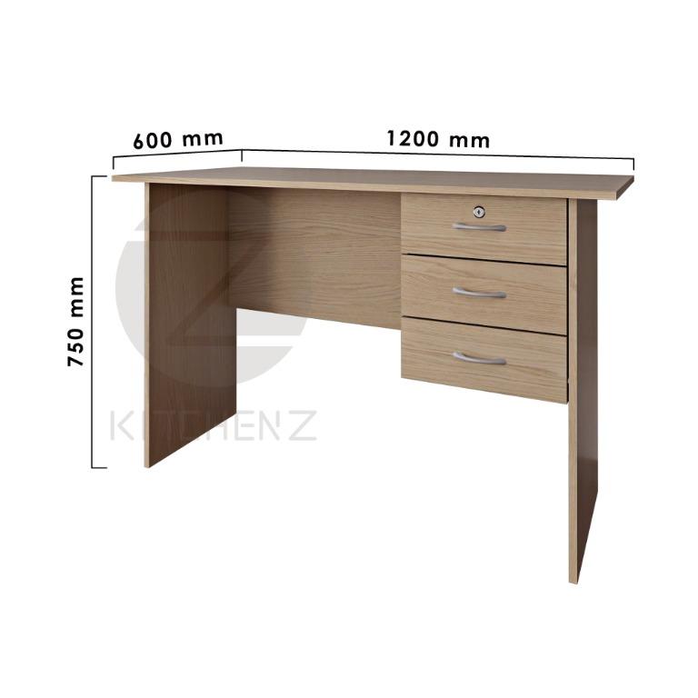 4Ft Writing Table / Study Table with 1 Locker + 2 Drawer (Self-assembly ...