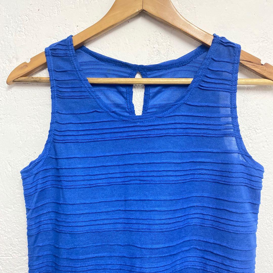 Royal Blue Textured Sando, Women's Fashion, Tops, Blouses on Carousell
