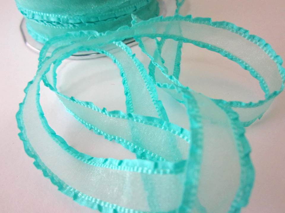 Sheer Ribbon, Teal Ribbon, Ribbon with Ruffle Edge, Hobbies & Toys ...