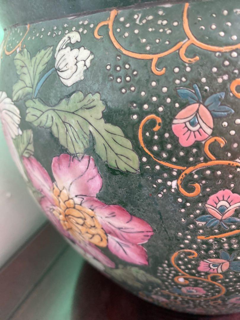 Antique Peranakan Nyonya Baba Batik vase, Furniture & Home Living, Home ...