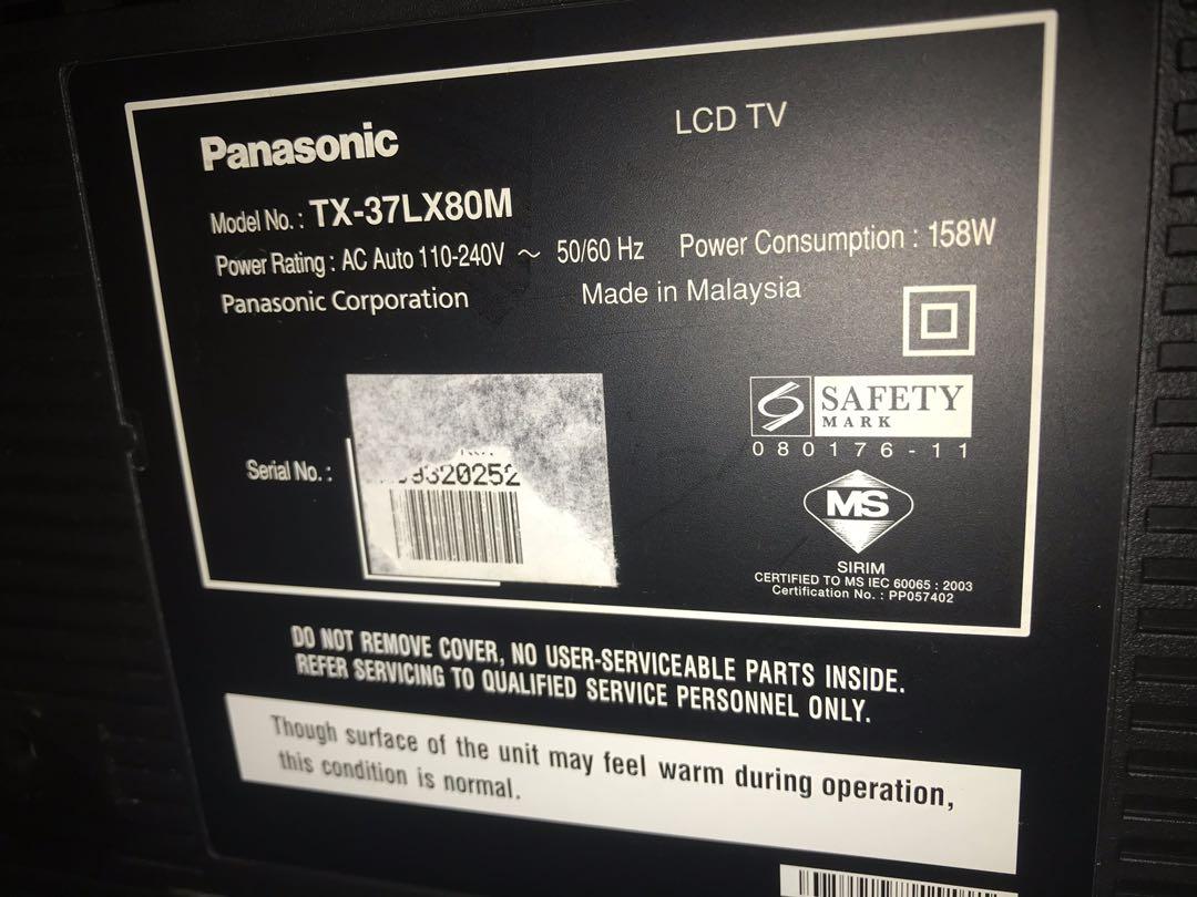 Panasonic 37” Viera LCD TV (TX-37LX80M), TV & Home Appliances, TV ...
