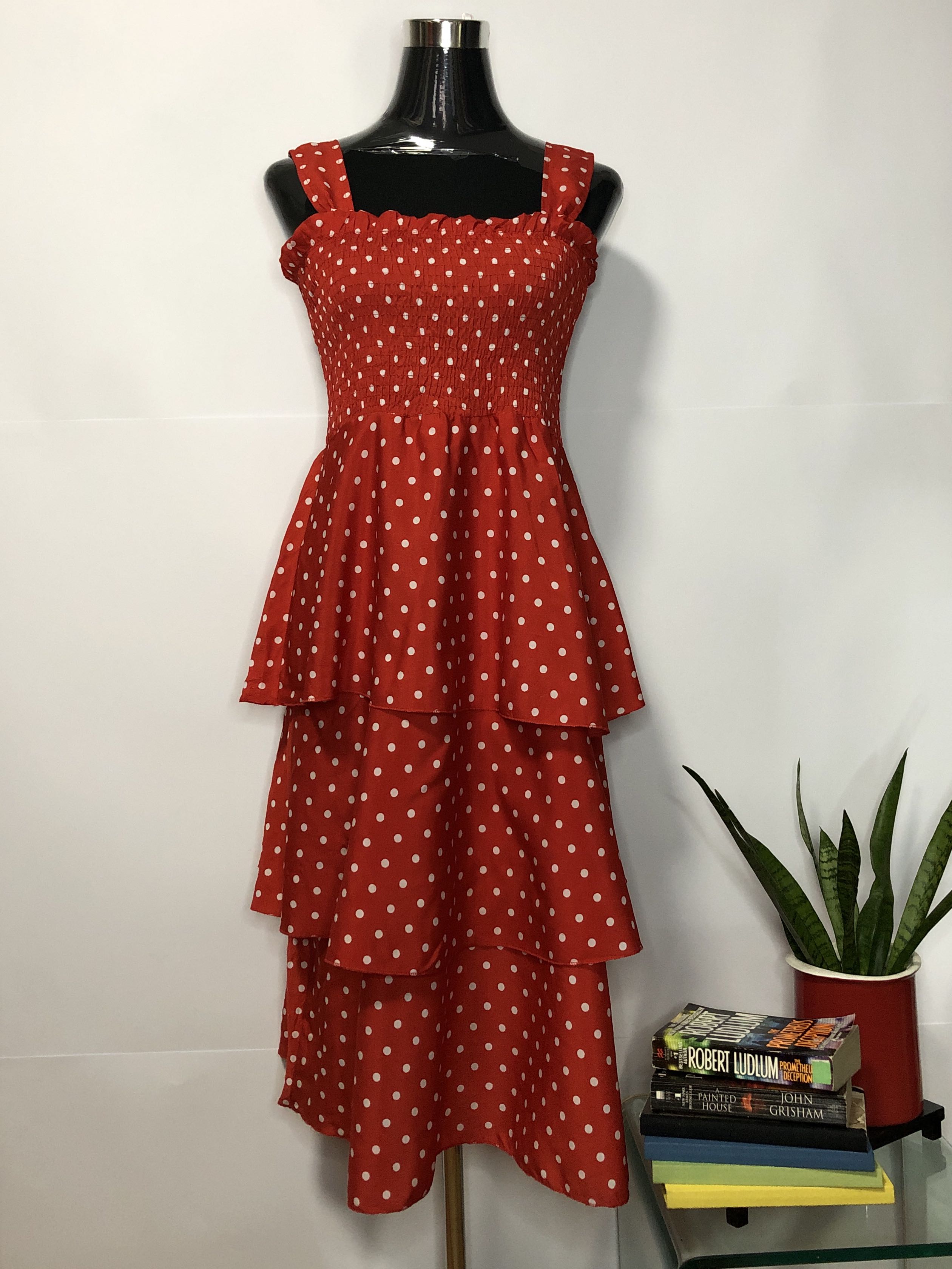 RED POLKA LAYERED DRESS, Women's Fashion, Dresses & Sets, Dresses on ...